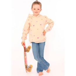 Zwillingsherz M&auml;dchen Hoodie &raquo;"Hearts" Kids&laquo;, mit gestickten Herzen allover f&uuml;r M&auml;dchen beige 110/116