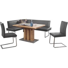 K+w Komfort & Wohnen K+W Komfort & Wohnen Essgruppe &raquo;Santos III&laquo; 4 Stk. tlg. gepolsterte Eckbank und St&uuml;hle, langer Schenkel rechts oder links grau B/H/T: 158cm x 86cm x 