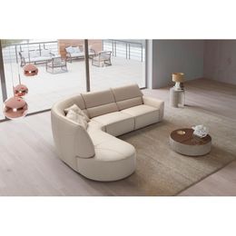 Egoitaliano Ecksofa &raquo;Puffy, extravagant & edel, Retro Designsofa, hoher Sitzkomfort, L-Form&laquo; mit Ottomane, wahlweise mit und ohne elektrischer Relaxfunktion grau 