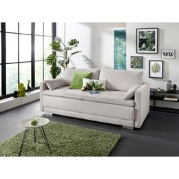 OTTO home Schlafsofa &raquo;Berlin, B: 218 cm, Liegel. 160x198 cm&laquo; Schlaffunktion, Bettkasten & 2 Zierkissen, Dauerschlafsofa Boxspring grau Microfaser 