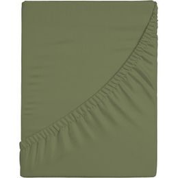 CASATEX Spannbettlaken &raquo;Jersey-Elasthan&laquo; mit Elasthan gr&uuml;n Jersey, Obermaterial: 96% Baumwolle, 4% Elasthan 1 Stk., Jersey, 90-100x200-220 25cm