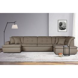 Home Affaire Wohnlandschaft &raquo;BRISBANE NEU U-Form&laquo; mit feiner Steppung, Matten-Optik, incl. Zierkissen braun 100% Polyester B/H/T: 380cm x 83cm x 202cm