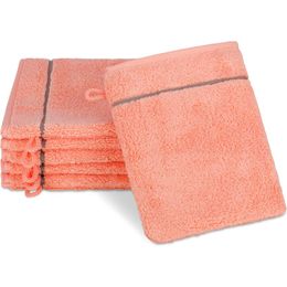 Ross Waschhandschuh &raquo;&Uuml;berkaro 9032&laquo; 100% Baumwolle, made in Germany rosa Frottier, Frottier B/L: 12cmx20cm, 6 Stk., Karo Streifen, 6 Waschhandschuhe, 