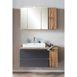 Welltime Badm&ouml;bel-Set &raquo;S&ouml;lden&laquo; 2 Stk. tlg. grau MDF B/H/T: 105cmcm x 200cmcm x 47cmcm