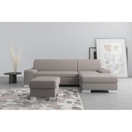 DOMO collection Ecksofa &raquo;Anzio L-Form, whlw. Bettfunktion, Federkern, hochwertig, Breite 271 cm&laquo; Mit Bettfunktion, Recamiere rechts, Feinstruktur, 