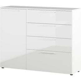 Germania Kommode &raquo;Sunnyvale&laquo; Breite 135 cm, verstellbare B&ouml;den, Hochglanz, Made in Germany wei&szlig; B/H/T: 135cm x 107cm x 40cm, 4 Stk., 1 Stk.
