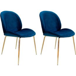 Kayoom Stuhl &raquo;Charlize 110 2er-Set, Esszimmerst&uuml;hle,moderne Optik&laquo; (Set) 2 Stk.samtweicher Bezug, bequem, zeitlos, moderne Optik blau Sitz: Stoffbezug 100% 