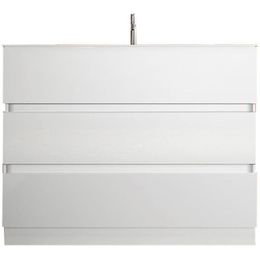 Welltime Waschtisch &raquo;Start, Breite 80 cm, 2 bzw. 3 Schubk&auml;sten&laquo; Badm&ouml;bel, Soft-Close, Keramik-Einsatzbecken, Wei&szlig; Hochglanz Lack wei&szlig; 3 Schubk&auml;sten 
