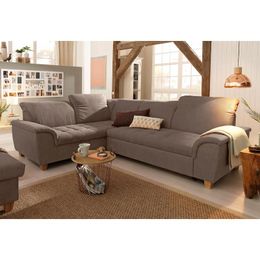 Home Affaire Ecksofa &raquo;Lyla fester Sitzkomfort, bequeme Armlehnen, Breite 275cm, L-Form&laquo; wahlweise mit R&uuml;ckenfunktion und Bettfunktion braun Luxus-