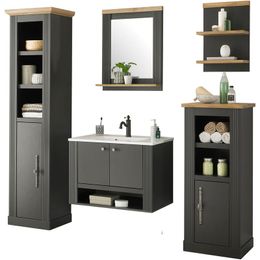 OTTO home Badm&ouml;bel-Set &raquo;WESTMINSTER, Bad im Landhausstil, 5-teiliges Badezimmer&laquo; 5 Stk. tlg. grau B/H/T: 220cmcm x 203cmcm x 46cmcm