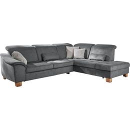 Die PlanBar Ecksofa &raquo;PP-LA23145 L-Form&laquo; inkl. Kopfpolsterverstellung, Federkernpolsterung grau 100% recyceltes Polyester B/H/T: 299cm x 88cm x 243cm, 