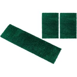 Bruno Banani Bettumrandung &raquo;Shaggy Soft&laquo; H&ouml;he 30 mm 3 Stk. tlg. gewebt, Uni-Farben, besonders weich, Bettvorleger, L&auml;ufer-Set gr&uuml;n Obermaterial: 100% Polypropylen 