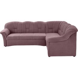 DOMO collection Ecksofa &raquo;Papenburg B/T/H: 242/190/84 cm L-Form&laquo; wahlweise mit Bettfunktion, Langer Schenkel links oder rechts lila Struktur ( 90% 
