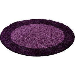 Ayyildiz Teppiche Hochflor-Teppich &raquo;Life Shaggy 1503&laquo; rund 30 mm H&ouml;he rechteckig, auch als L&auml;ufer erh&auml;ltlich, Shaggy, Langflor, Wohnzimmer lila Kunstfaser &Oslash; 200cm 1 Stk