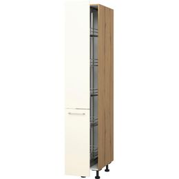 KOCHSTATION Apothekerschrank &raquo;KS-Trea SVAV30-195&laquo; inklusive 5 verstellbarer Drahtk&ouml;rbe, H&ouml;he 195 cm, Breite 30 cm wei&szlig; eiche astig, B/H/T: 30cm x 