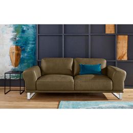 W.Schillig 2,5-Sitzer &raquo;montanaa elegant und edel, bequem, Federkernunterfederung&laquo; mit Metallkufen in Chrom gl&auml;nzend, Breite 212 cm gr&uuml;n B/H/T: 212cm x