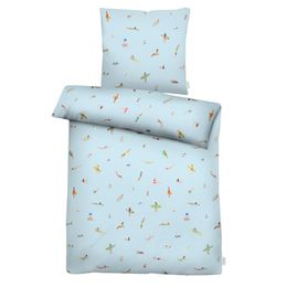 Apelt Bettw&auml;sche &raquo;Beach&laquo; Strandmotiv blau Satin (Bio-Baumwolle), Obermaterial: 100% Baumwolle B/L: 135cm x 200cm, 1 Stk., 1 Stk., Satin (Bio-Baumwolle