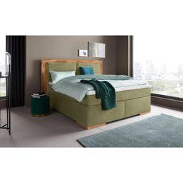 Home Affaire Boxspringbett &raquo;Cup&laquo; mit Massivholzrahmen, mit Topper, in 2 H&auml;rtegraden, in 3 Breiten gr&uuml;n Bezug: Luxus-Microfaser (100% Polyester);Bezug: