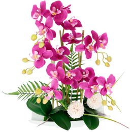 I.GE.A. Kunstblume &raquo;Orchideen&laquo; K&uuml;nstliche Orchidee in Keramik-Schale Blume Kunstorchidee Phalaenopsis rosa Polyester B/H/L: 35cm x 52cm x 24cm, 1 Stk.