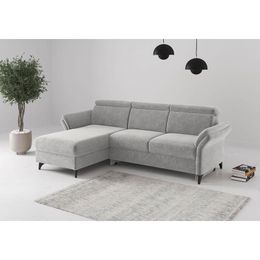 Sit & More sit&more Ecksofa &raquo;Glendale, L-Form&laquo; inkl. Kopfteilverstellung,wahlweise mit Vorziehsitz und Bettkasten grau 100% Polyester B/H/T: 253cm x 84cm x 166cm