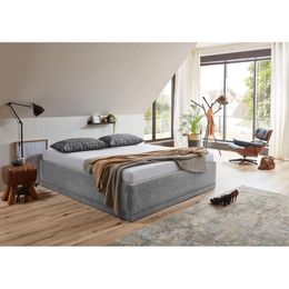 Westfalia Schlafkomfort Polsterbett &raquo;Texel&laquo; Komforth&ouml;he mit Zierkissen, Bettkasten bei Ausf&uuml;hrung mit Matratze grau Bezug Bett: Veloursstoff 100% Polyester oder Microfaser (