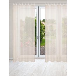 Home Wohnideen Vorhang &raquo;NESSI 2er Pack&laquo; Schlaufen 2 Stk. tlg. Uni, Voile, transparent, Schlaufen inkl. Zugband, 2er Pack wei&szlig; Polyester 245cm, 