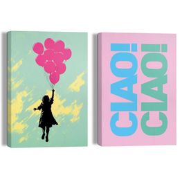 Reinders Leinwandbild &raquo;Ciao Ciao&laquo; Teenager Zimmer - Luftballons - Leinwand - Spr&uuml;che - 20x30 cm rosa B/H/T: 20cm x 30cm x 5cm