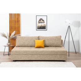 Collection AB Schlafsofa &raquo;Daria, B: 194 cm, Liegel. 147x194 cm&laquo; Schlaffunktion, Bettkasten & 1 Zierkissen, Federkern beige 100%Polyester B/H/T: 194cm 