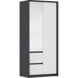 Rauch Dreht&uuml;renschrank &raquo;Mainz mit Spiegel und Passepartout&laquo; optional mit Beleuchtung, Au&szlig;ent&uuml;ren mit Push-to-Open Funktion grau Holzwerkstoff B/H/T: 