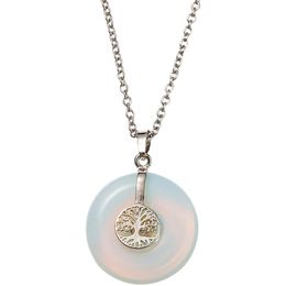 Firetti Damen Kette mit Anh&auml;nger &raquo;Schmuck Geschenk Halsschmuck Halskette Ankerkette Lebensbaum Edelstein&laquo; Made in Germany - mit Edelstein silber 