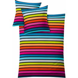 Kleine Wolke Bettw&auml;sche &raquo;Rimini&laquo; 2 Stk. mit Streifen bunt Mako-Satin, Obermaterial: 100% Baumwolle B/L: 135cm x 200cm, 1 Stk., 1 Stk., Mako-Satin, B/L: 80cm x 80cm