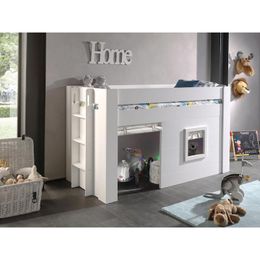 Vipack Hochbett &raquo;Noah, ein tolles Budenbett mit hoher Standfestigkeit, wei&szlig; lackiert&laquo; B/H/Tca.214x120x96cm, Leiter rechts/links m&ouml;glich, Absturzschutz oben, 