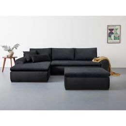 Home Affaire Ecksofa &raquo;Win L-Form, B: 285 cm - OTTO. Verl&auml;ssliche Qualit&auml;t.&laquo; 2 Zierkissen, optional Schlaffunktion & Bettkasten schwarz 100% Polyester 