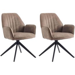 Home Affaire Stuhl &raquo;Pollenca&laquo; (Set) 2 Stk.tolle Optik braun Metall B/H/T: 56cm x 86cm x 64cm, 2 Stk., Microfaser uni, 2er Set,schamm