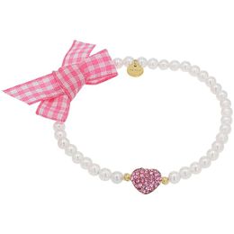 Amor Damen Armband &raquo;Herz/Schleife, Trachtenschmuck, Volksfest&laquo; mit Kristallglas - mit Muschelkernperle pink 18cm, Perlen Silber 925 (Sterlingsilber) 