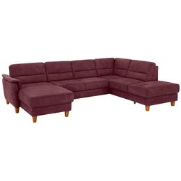 Home Affaire Wohnlandschaft &raquo;Palmera U-Form, B: 308 cm&laquo; optional Schlaffunktion & Bettkasten, Federkern rot 100% Polyester;Struktur (100% Polyester);