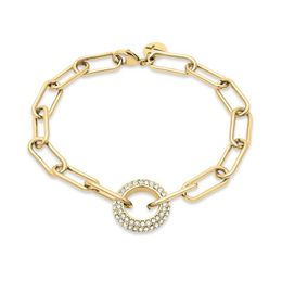 Tamaris Damen Gliederarmband &raquo;Schmuck Geschenk Edelstahl Armkette The Glitter Donut&laquo; mit Glasstein gold 21cm, Edelstahl