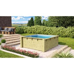 Karibu Rechteckpool &raquo;Minipool L220 x B 220 x H 78 cm&laquo; kesseldruckimpr&auml;gniert, Made in Germany braun &Oslash;/B/H/L: 300cm x Breite 220cm x H&ouml;he 78cm x L&auml;nge 220cm