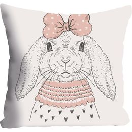 queence Dekokissen &raquo;Hase&laquo; Kissenh&uuml;lle ohne F&uuml;llung, 1 St&uuml;ck beige Baumwolle B/L: 40cm x 40cm, 1 Stk.
