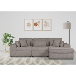 OTTO home Ecksofa &raquo;Enid L-Form&laquo; 3 Teile, bestehend aus Modulen, in vielen Bez&uuml;gen, auch in Breitcord grau 100% Polyester B/H/T: 360cm x 75cm, Cord, 