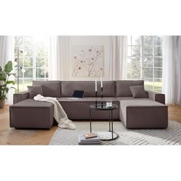 OTTO home Wohnlandschaft &raquo;CASSI L-Form, 311cm - OTTO. Verl&auml;ssliche Qualit&auml;t.&laquo; Schlaffunktion (133/270), Bettkasten, Cord, Unser Tiefpreis braun B/H/T: