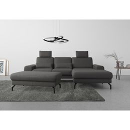 Sit & More sit&more Ecksofa &raquo;Cinturo L-Form&laquo; inklusive Sitztiefenverstellung und Federkern, Sitzh&ouml;he 48 cm grau B/H/T: 283cm x 91cm x 175cm, Luxus-Microfaser 