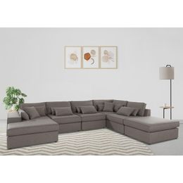 OTTO home Wohnlandschaft &raquo;Florid U-Form&laquo; 6 Teile, bestehend aus Modulen, viele Bezugsqualit&auml;ten, auch in Cord beige Baumwollmix (60% Baumwolle/40% 