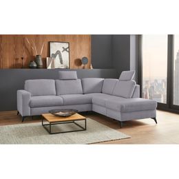 Home Affaire Ecksofa &raquo;Lolland L-Form&laquo; Wahlweise mit Schlaffunktion und Stauraum, auch mit abwischbarem Bezug grau Struktur impr&auml;gniert - feucht 