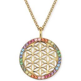 Engelsrufer Damen Kette mit Anh&auml;nger &raquo;Lebensblume&laquo; mit Zirkonia (synth.) bunt Silber 925 (Sterlingsilber), L: 50