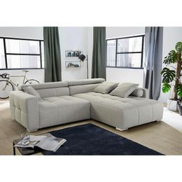 Jockenh&ouml;fer Ecksofa &raquo;Salerno L-Form, B: 280 cm&laquo; im Big-Sofa-Style, mit Kopfteilverstellung & Zierkissen beige B/H/T: 280cm x 96cm x 231cm, Flachgewebe, Ottomane 
