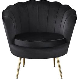 Salesfever Loungesessel &raquo;Clam - Design Cocktailsessel&laquo; Prachtvoll extravagantes Design im Muschel-Look schwarz 100% Polyester Samtvelours, B/H/T: 76cm