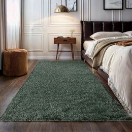 OTTO home Hochflor-Teppich &raquo;Banji&laquo; rechteckig 37 mm H&ouml;he Uni Farben, weich und flauschig, auch als L&auml;ufer & in rund erh&auml;ltlich gr&uuml;n Polypropylen (PP) 