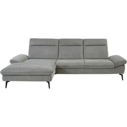 Hukla Ecksofa &raquo;HU-HP22156 L-Form&laquo; inkl. Kopfpolsterverstellung, optional mit Sitztiefenverstellung grau 100% recyceltes Polyester B/H/T: 309cm x 103cm
