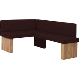 massivline&more Eckbankgruppe &raquo;Anna&laquo; Set, 4 Stk. tlg. mit 2 St&uuml;hlen mit massiven Gestell braun Holzwerkstoff, Kunstleder Kunstleder, Langer Schenkel 